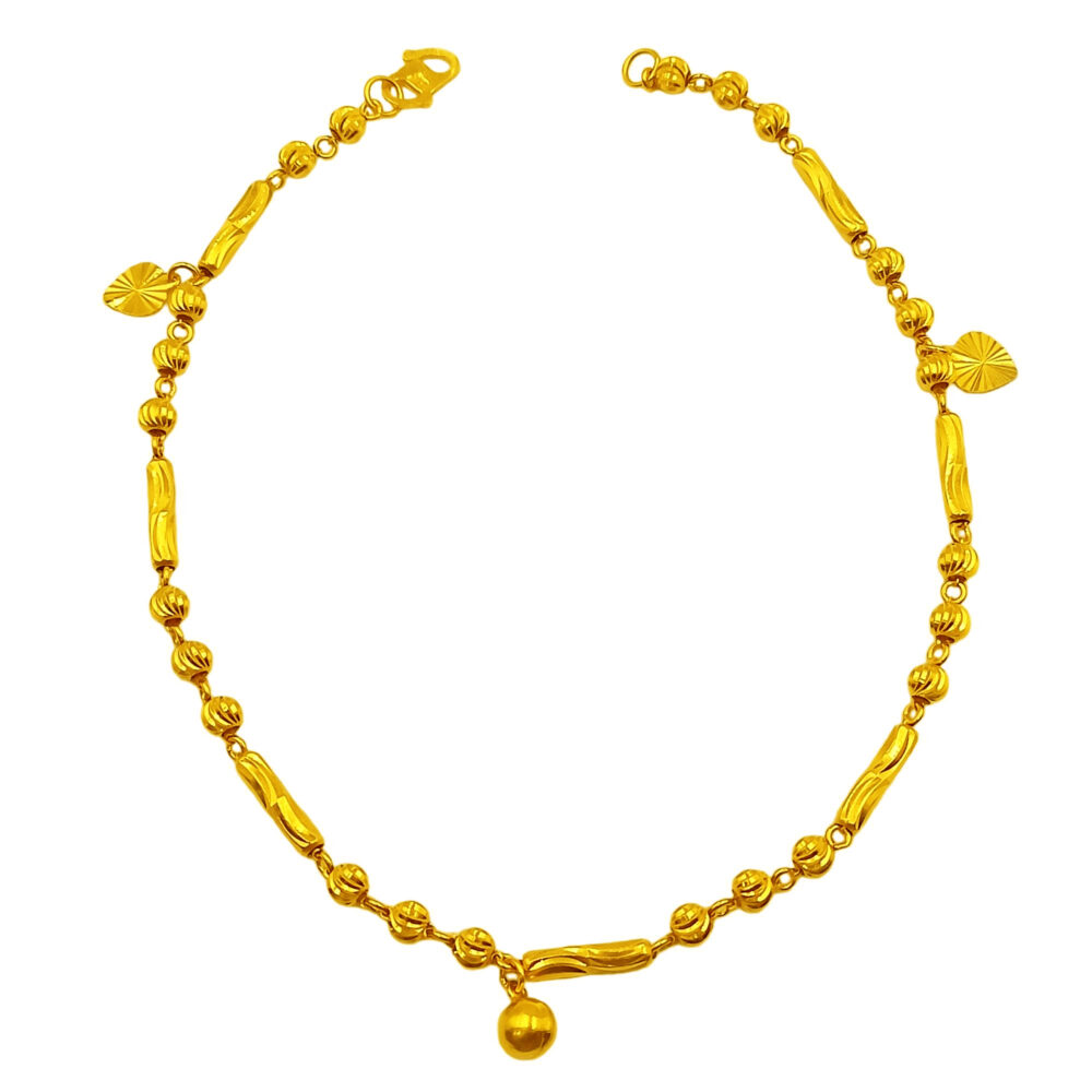 916 Gold Beads Tube Anklet – Marina Goldsmith