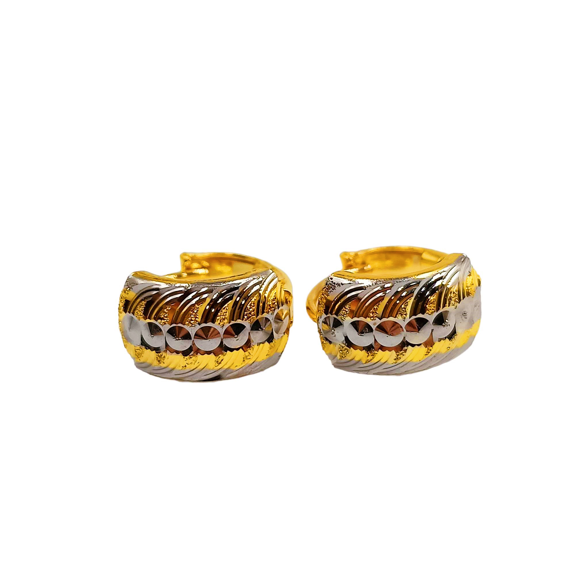 916 GOLD TWO TONE GLITTER WAVE SPRING CLIP EARRINGS – Marina Goldsmith