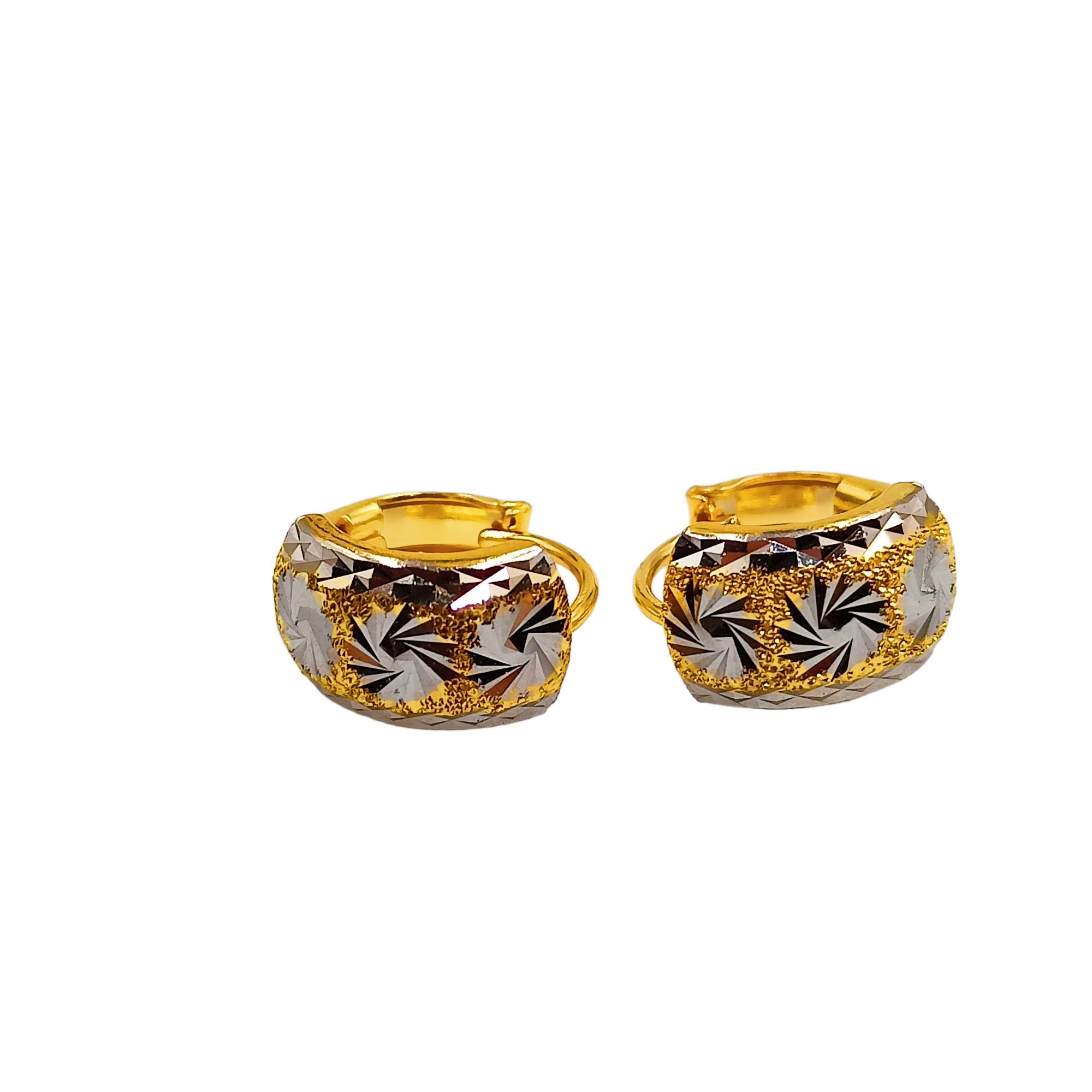 916 Gold Two Tone Windmill Spring Clip Earrings
