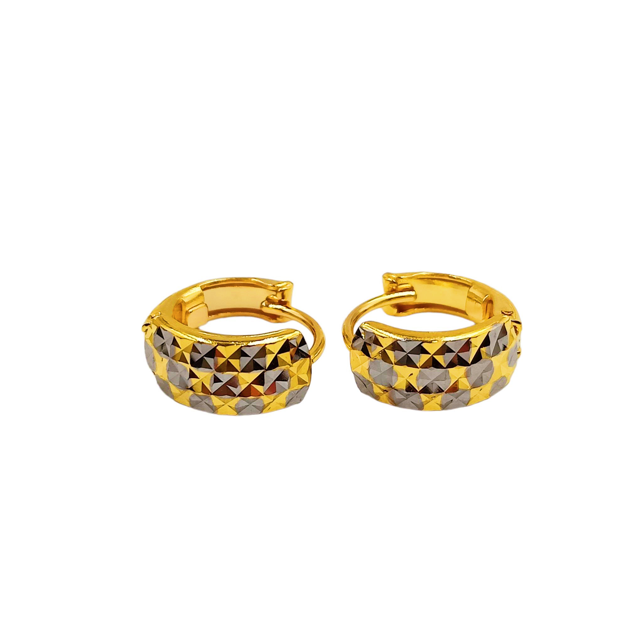 916 GOLD TWO TONE DIAMOND CUT SPRING CLIP EARRINGS – Marina Goldsmith