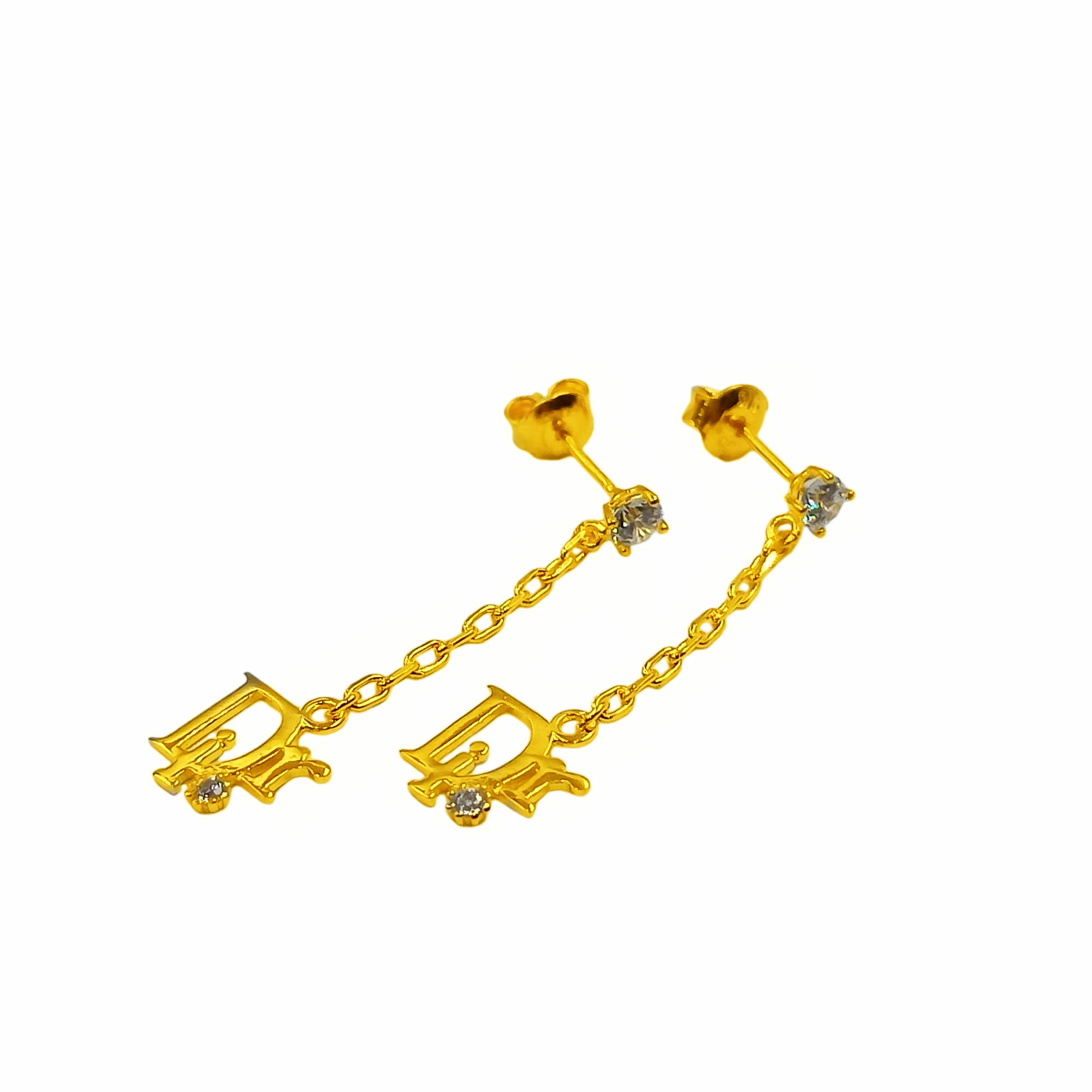 916 GOLD DANGLE DAZZLING STUD EARRINGS – Marina Goldsmith