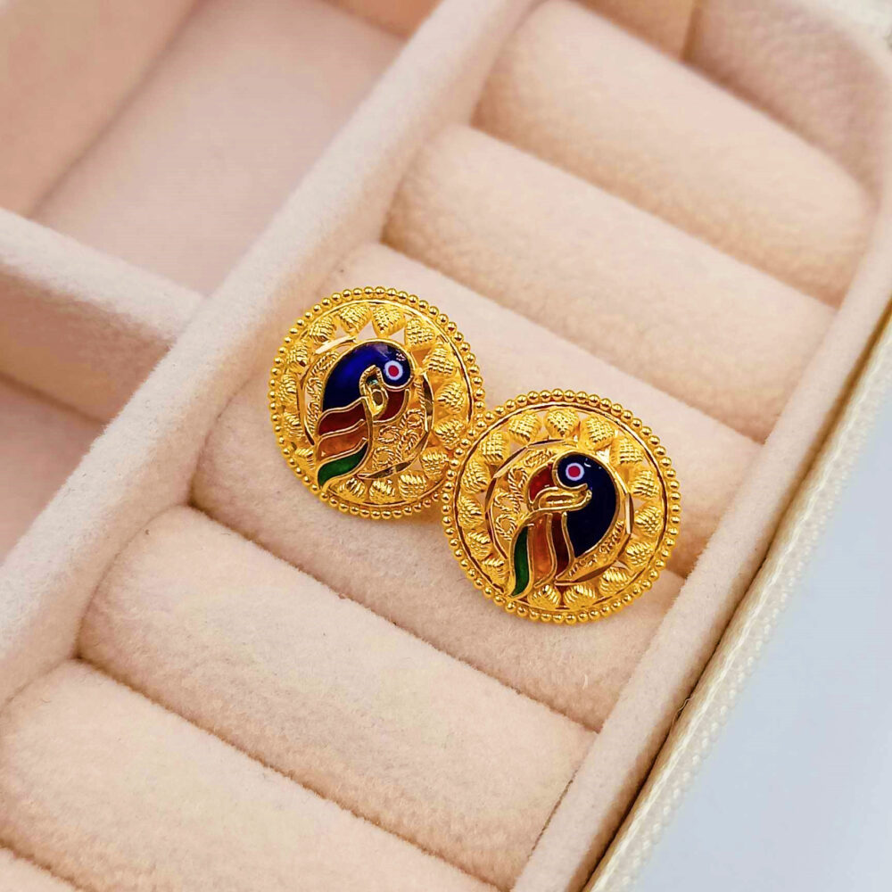 916 GOLD PEACOCK BOMBAY STUD EARRINGS – Marina Goldsmith
