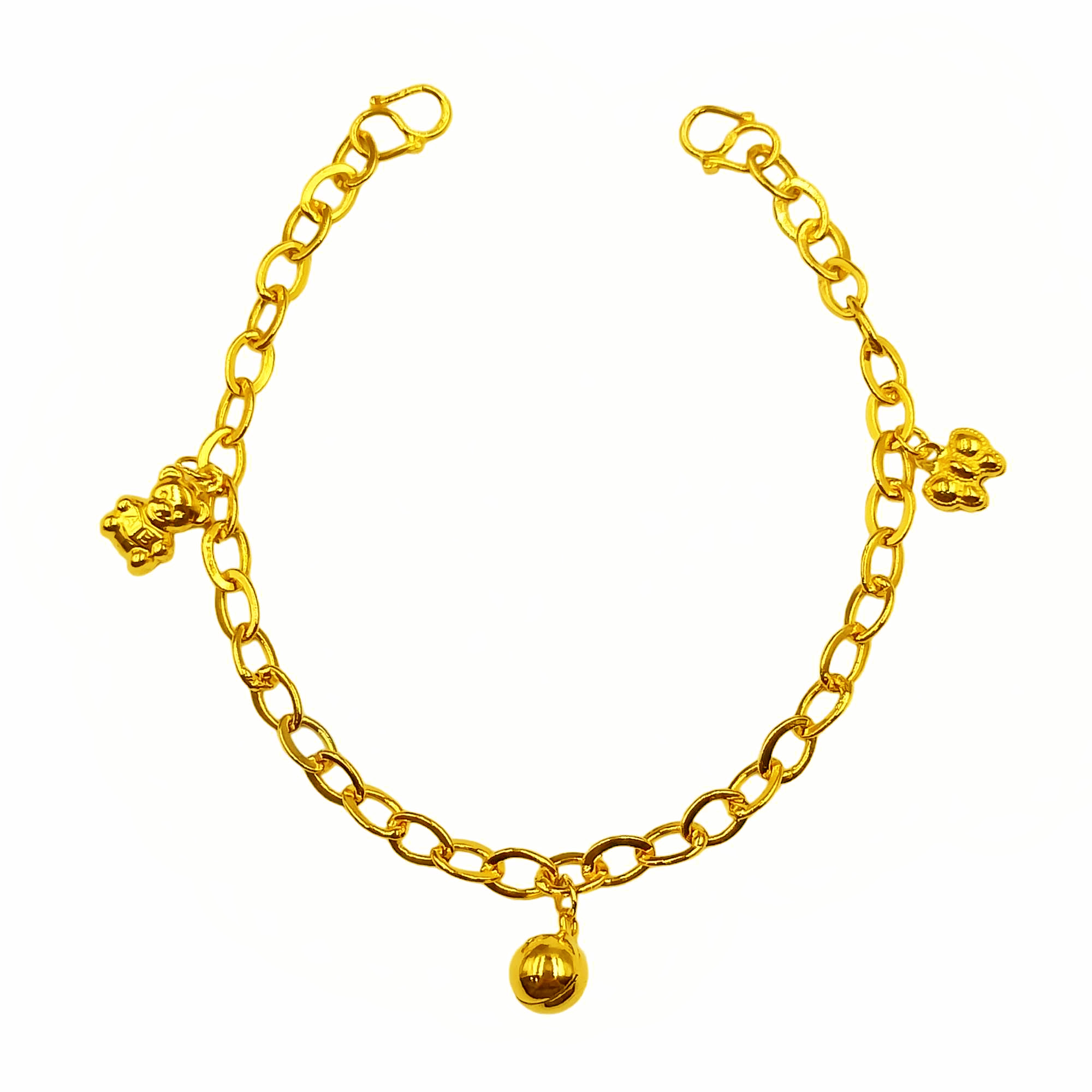916 Gold Baby Anklet ( Dangle Bell | Dangle Butterfly | Dangle Bear ...