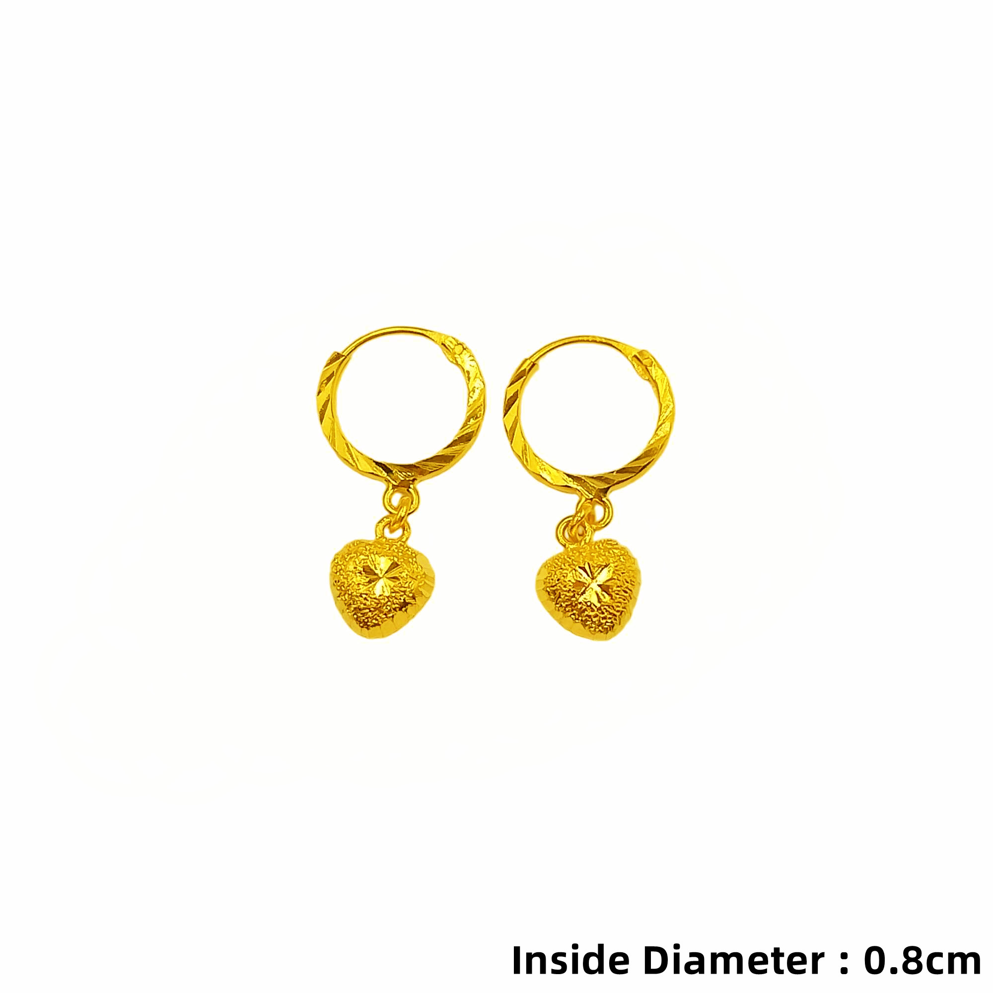 916 Gold Dangling Sandy Heart Hoop Earrings – Marina Goldsmith