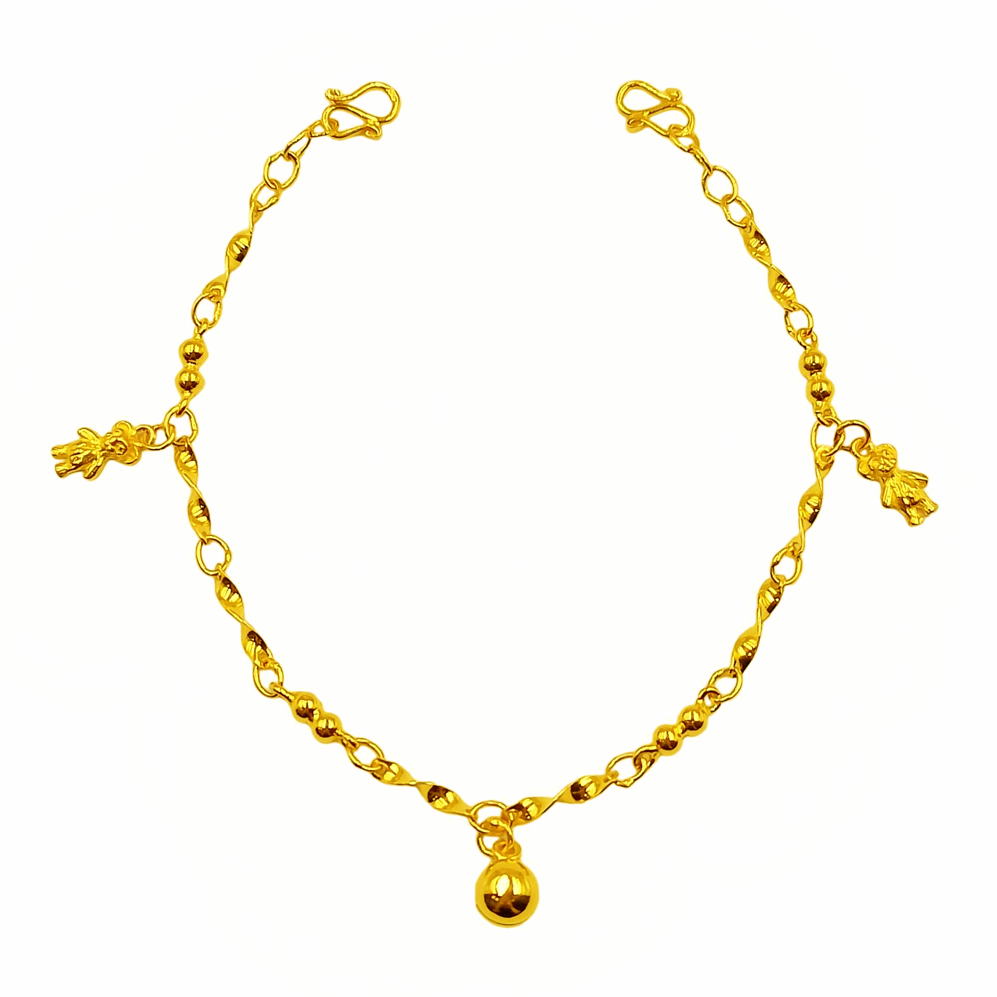 916 Gold Baby Anklet ( Dangle 2 Bear | Bell ) – Marina Goldsmith