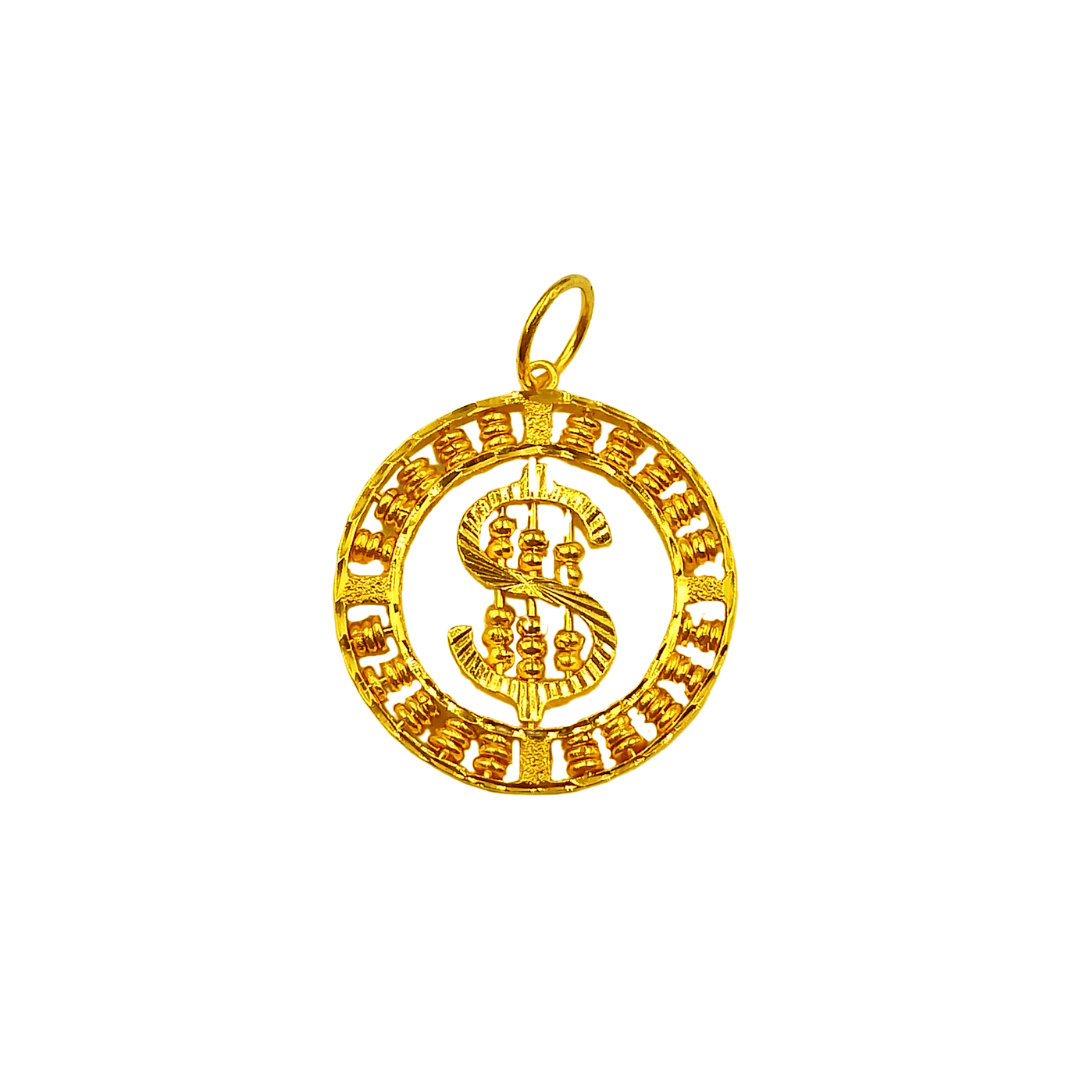 916 Gold Dollar Sign Abacus Pendant – Marina Goldsmith