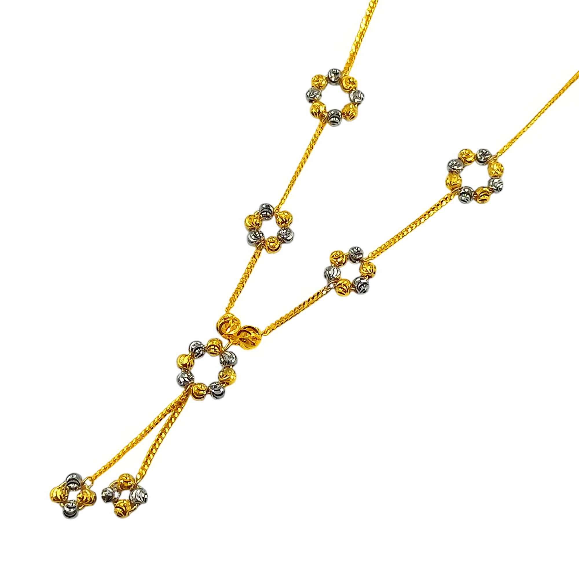 916 Gold Two Tone Dangling Beads Necklace – Marina Goldsmith