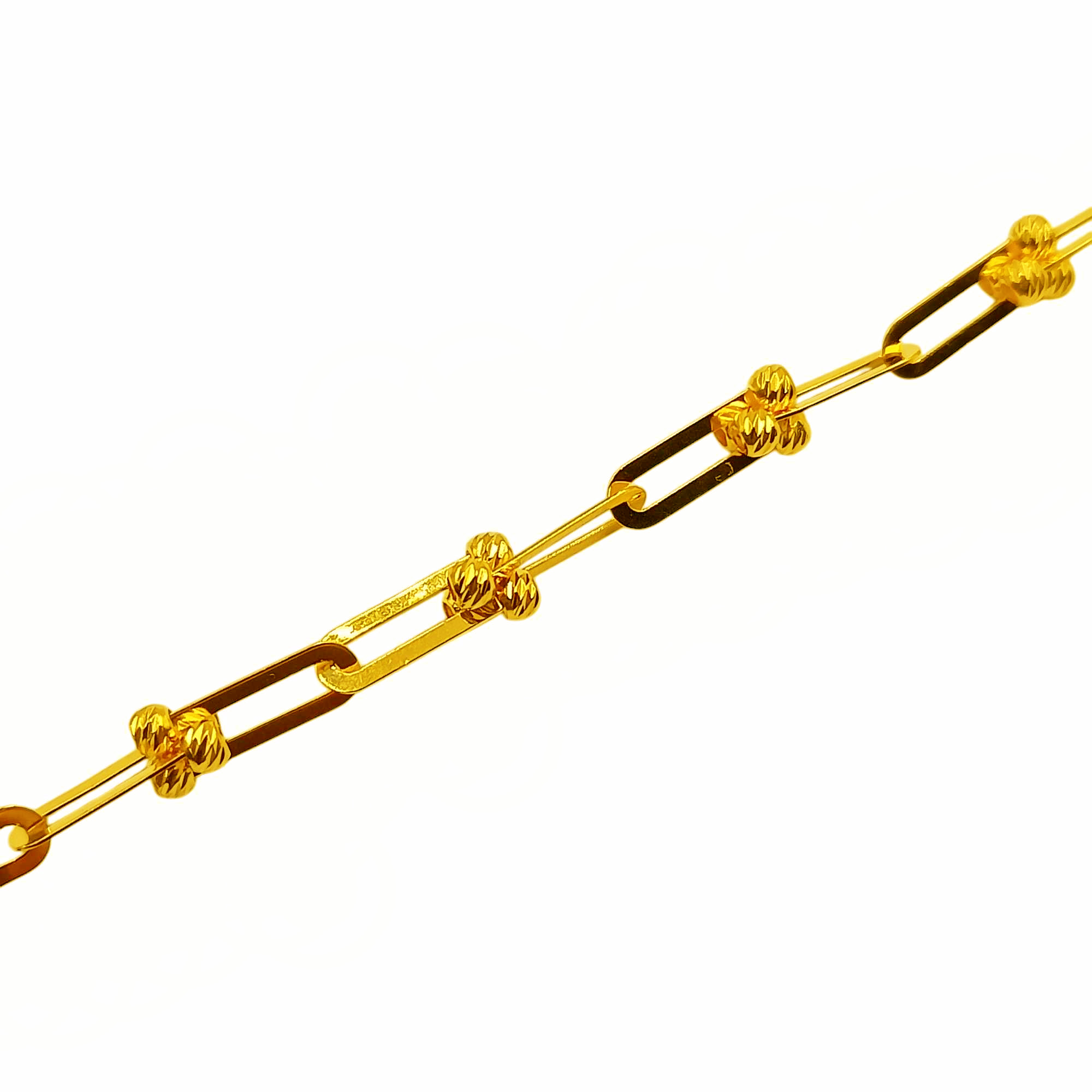 916 Gold Paperclip With Beads Bracelet – Marina Goldsmith