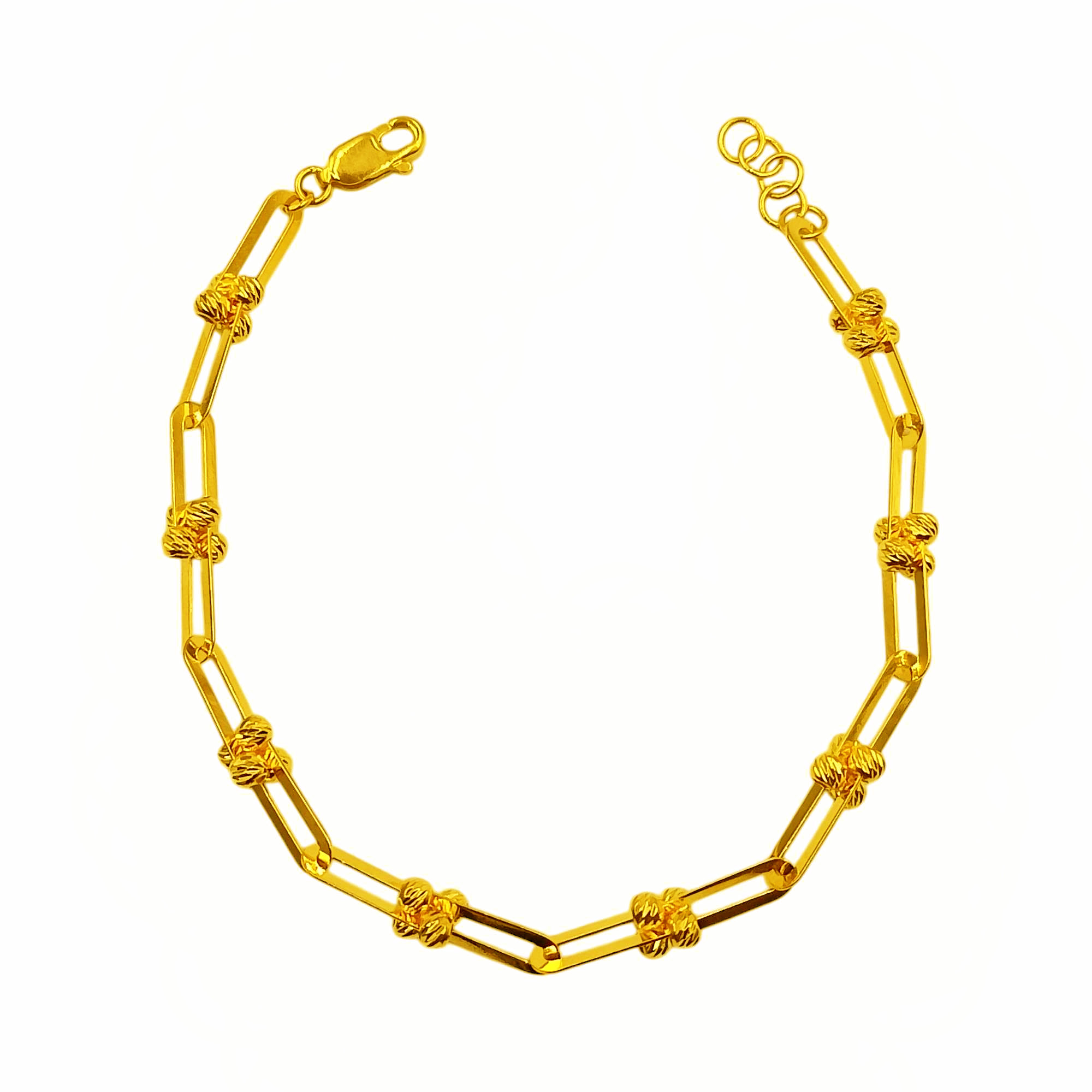 916 Gold Paperclip With Beads Bracelet – Marina Goldsmith