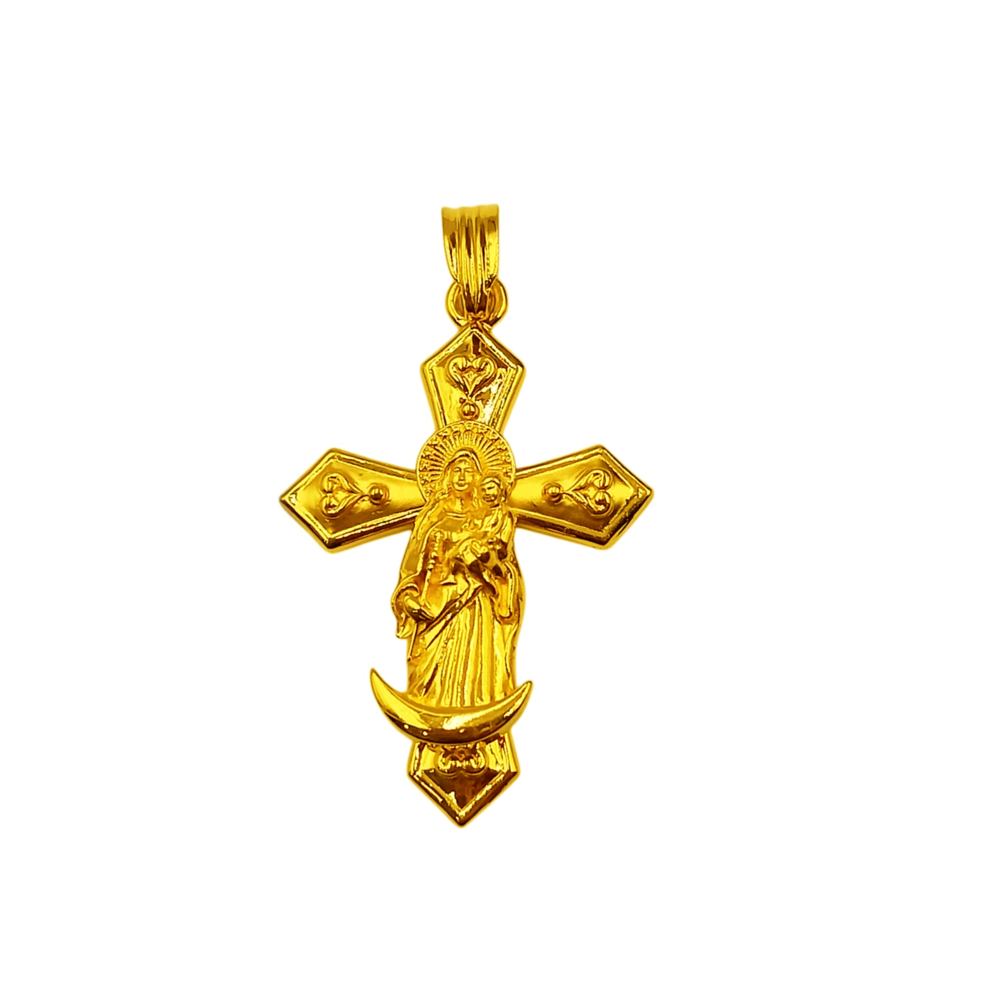 916 Gold Mother Mary Cross Pendant – Marina Goldsmith