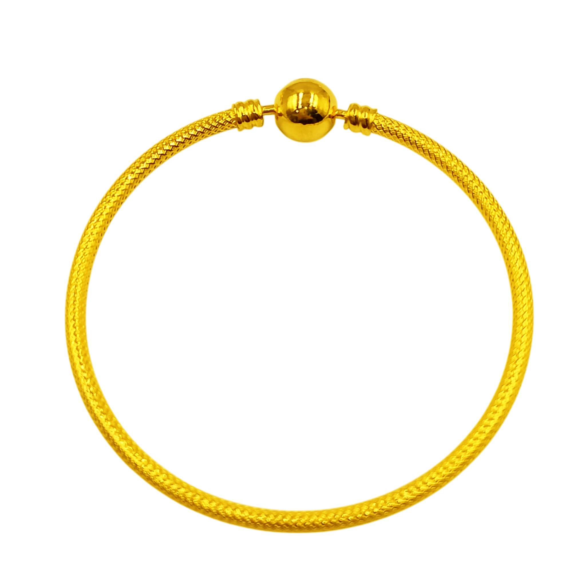 916 Gold Plain Ball Charm Bangle – Marina Goldsmith