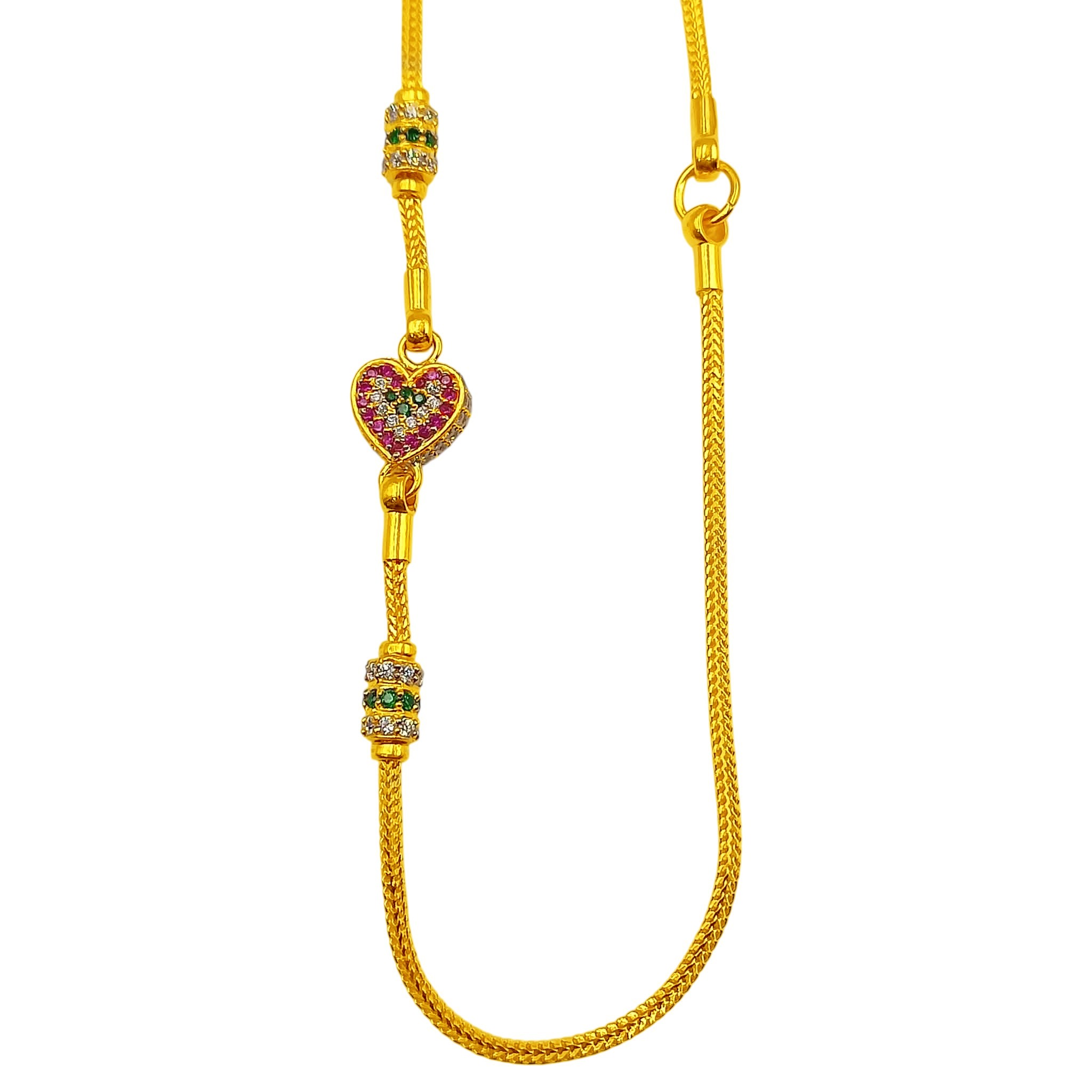 916 Gold Thali Chain With Mugappu ( Heart ) – 3 Pounds – Marina Goldsmith